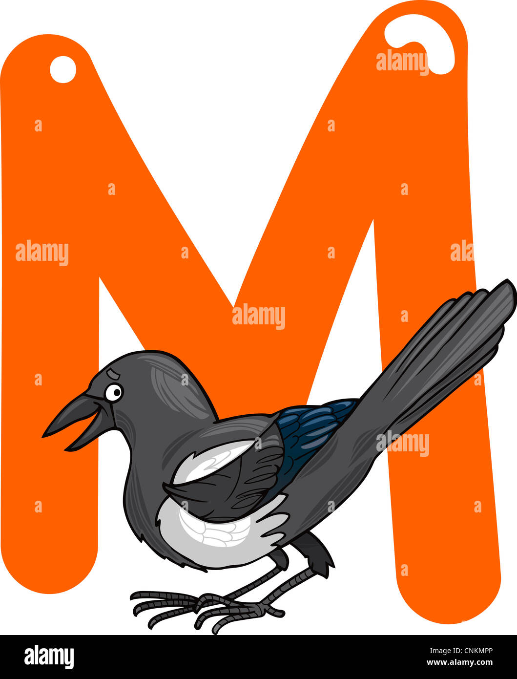 cartoon illustration of M letter for magpie Stock Photo - Alamy