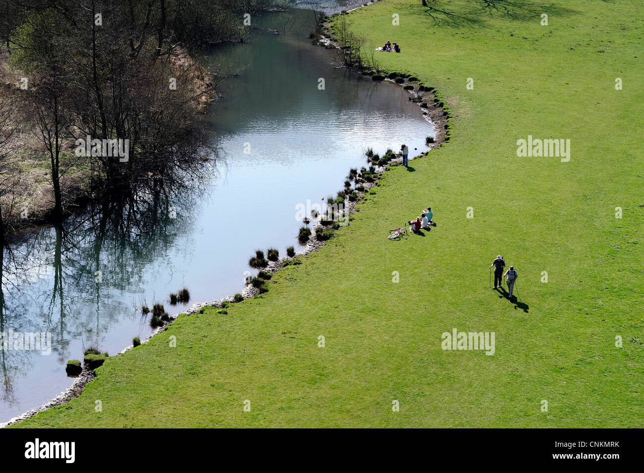 people enjoying the spring sunshine in monsal dale derbyshire peak ...
