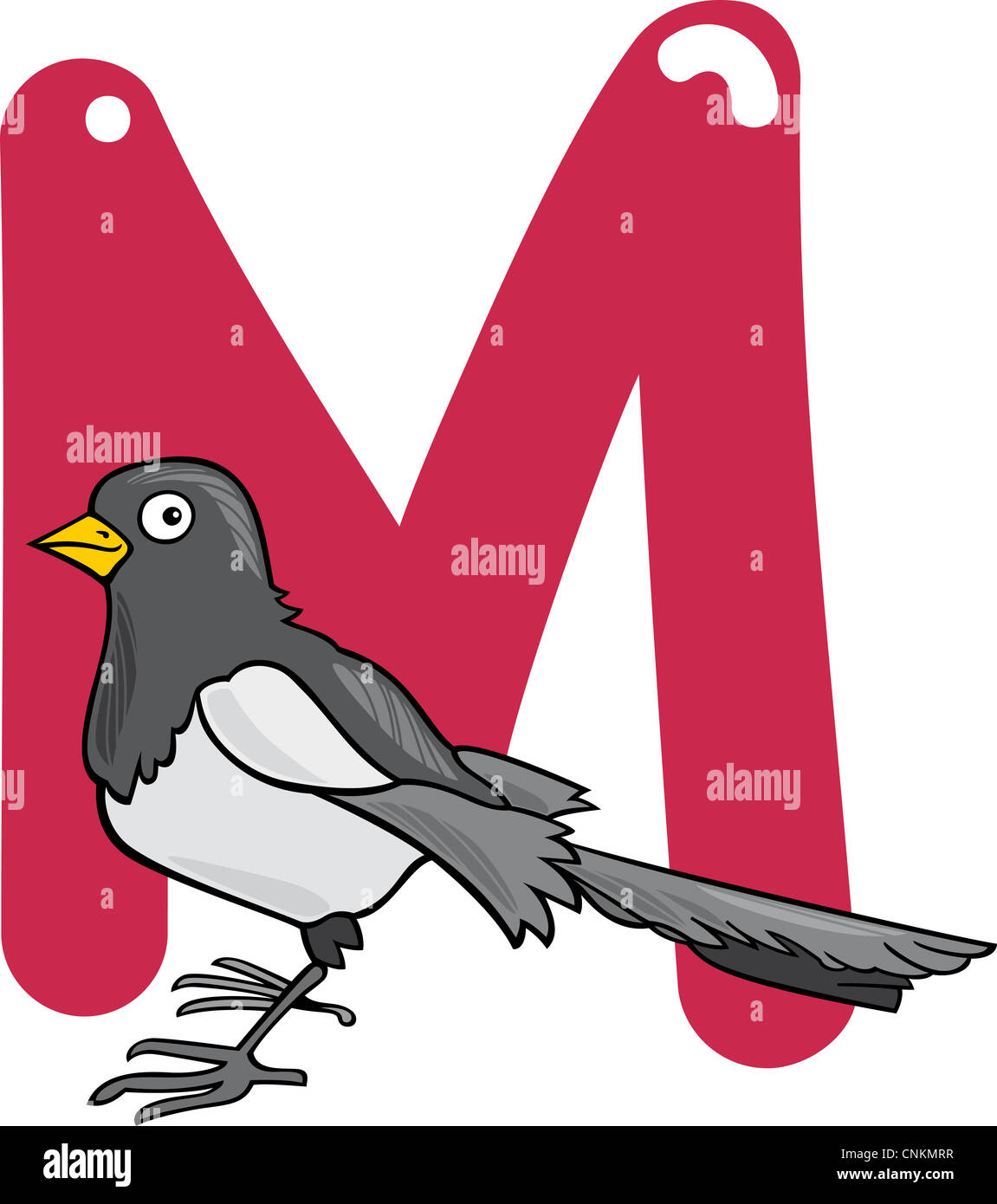 cartoon illustration of M letter for magpie Stock Photo - Alamy