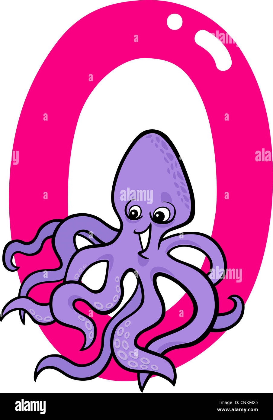 cartoon illustration of O letter for octopus Stock Photo - Alamy