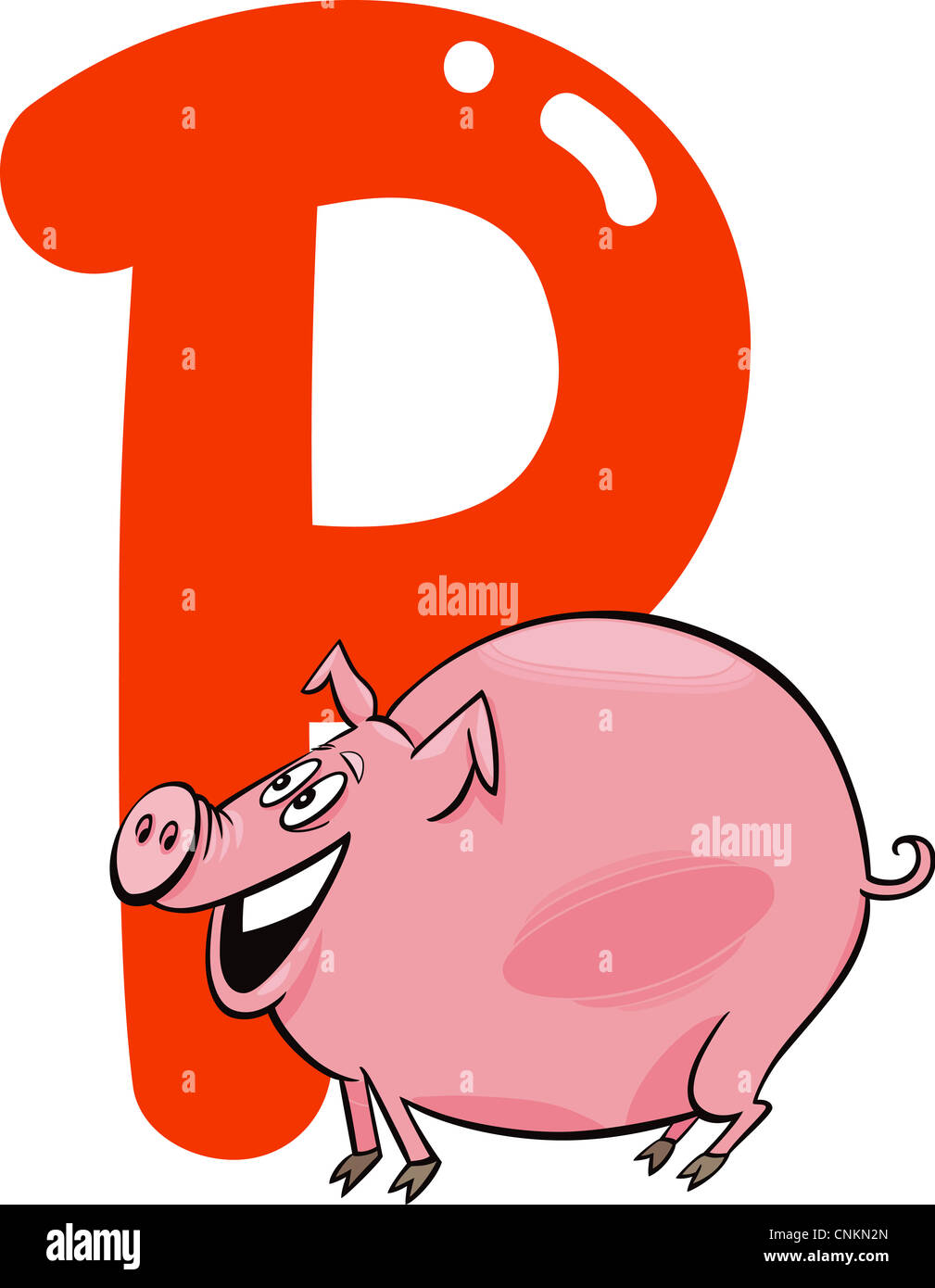 cartoon illustration of P letter for pig Stock Photo - Alamy