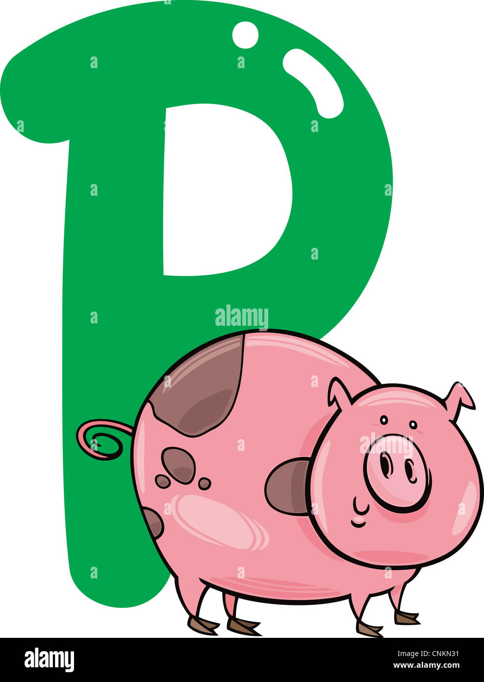 cartoon illustration of P letter for pig Stock Photo - Alamy