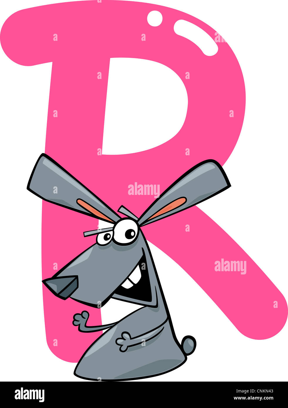 cartoon illustration of R letter for rabbit Stock Photo - Alamy