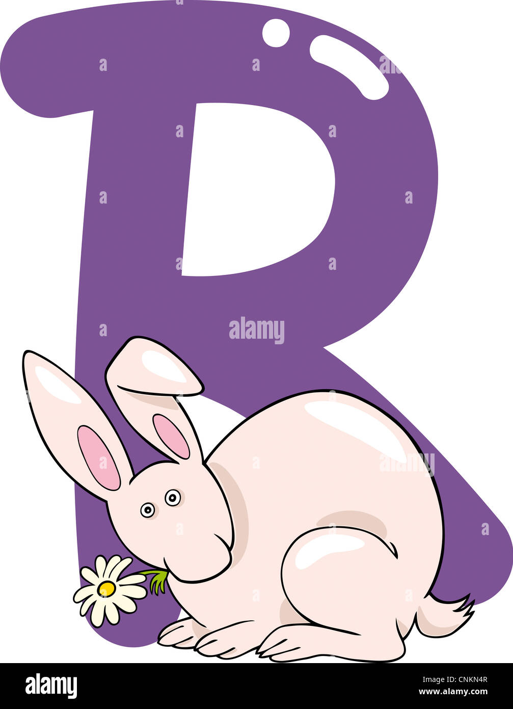 cartoon illustration of R letter for rabbit Stock Photo - Alamy