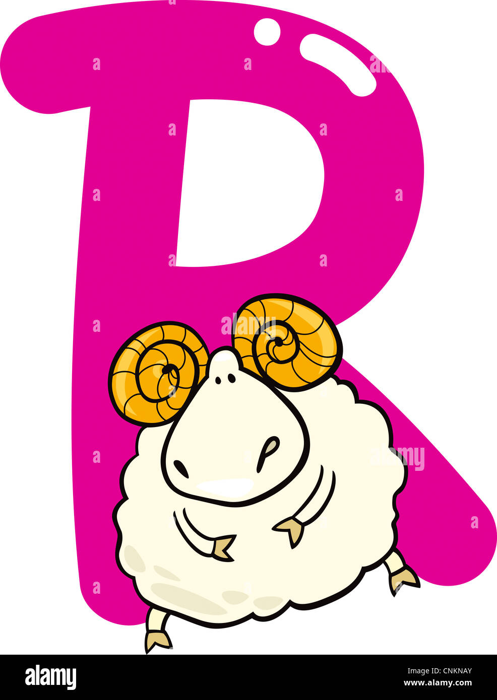cartoon illustration of R letter for ram Stock Photo - Alamy