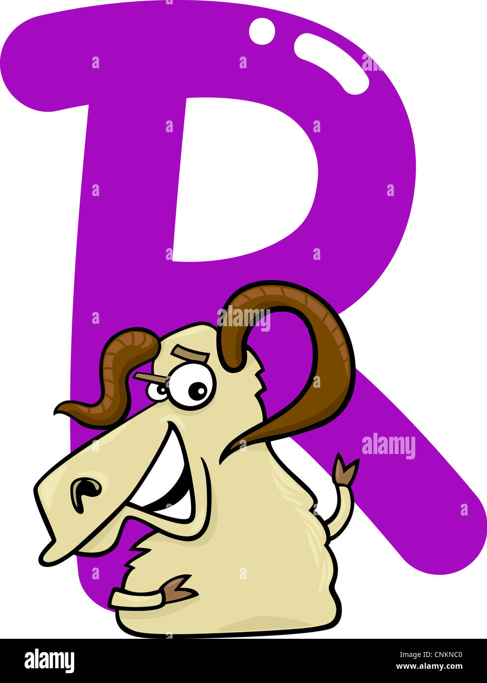 cartoon illustration of R letter for ram Stock Photo - Alamy