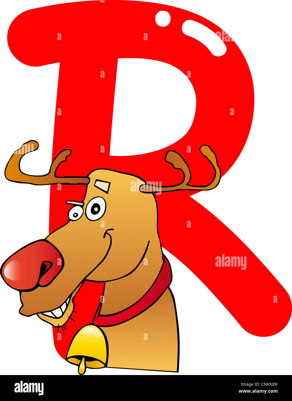 cartoon illustration of R letter for reindeer Stock Photo - Alamy