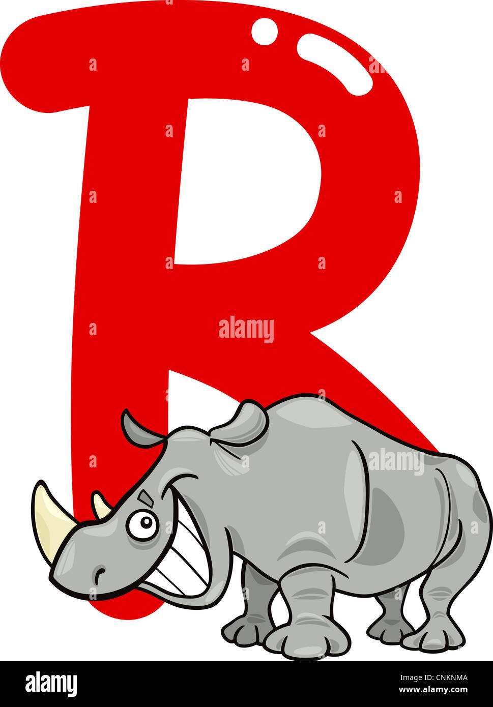 cartoon illustration of R letter for rhino Stock Photo - Alamy