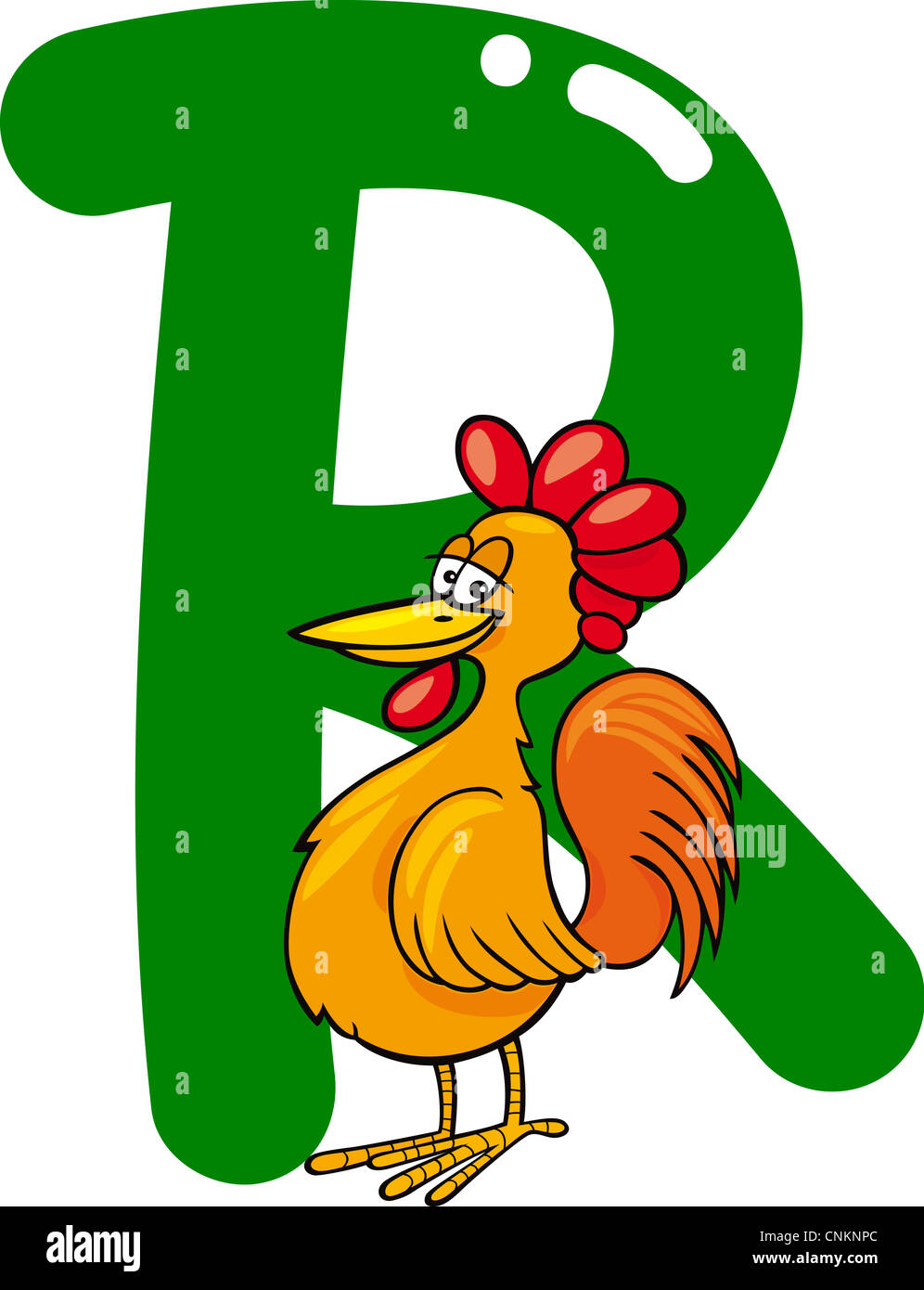 cartoon illustration of R letter for rooster Stock Photo - Alamy
