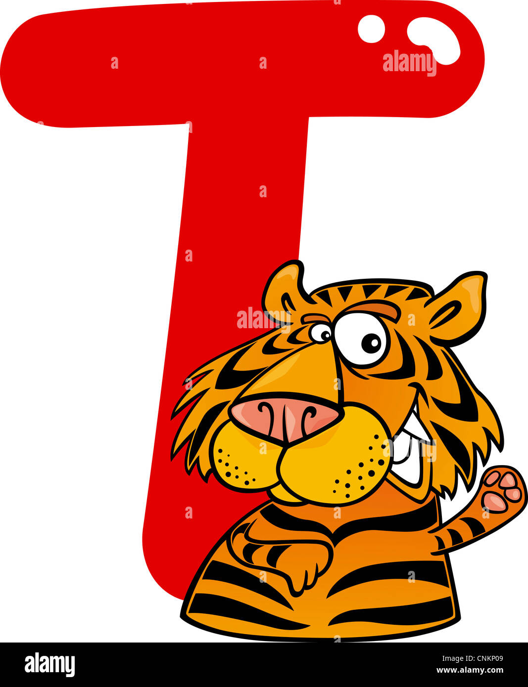 cartoon illustration of T letter for tiger Stock Photo - Alamy