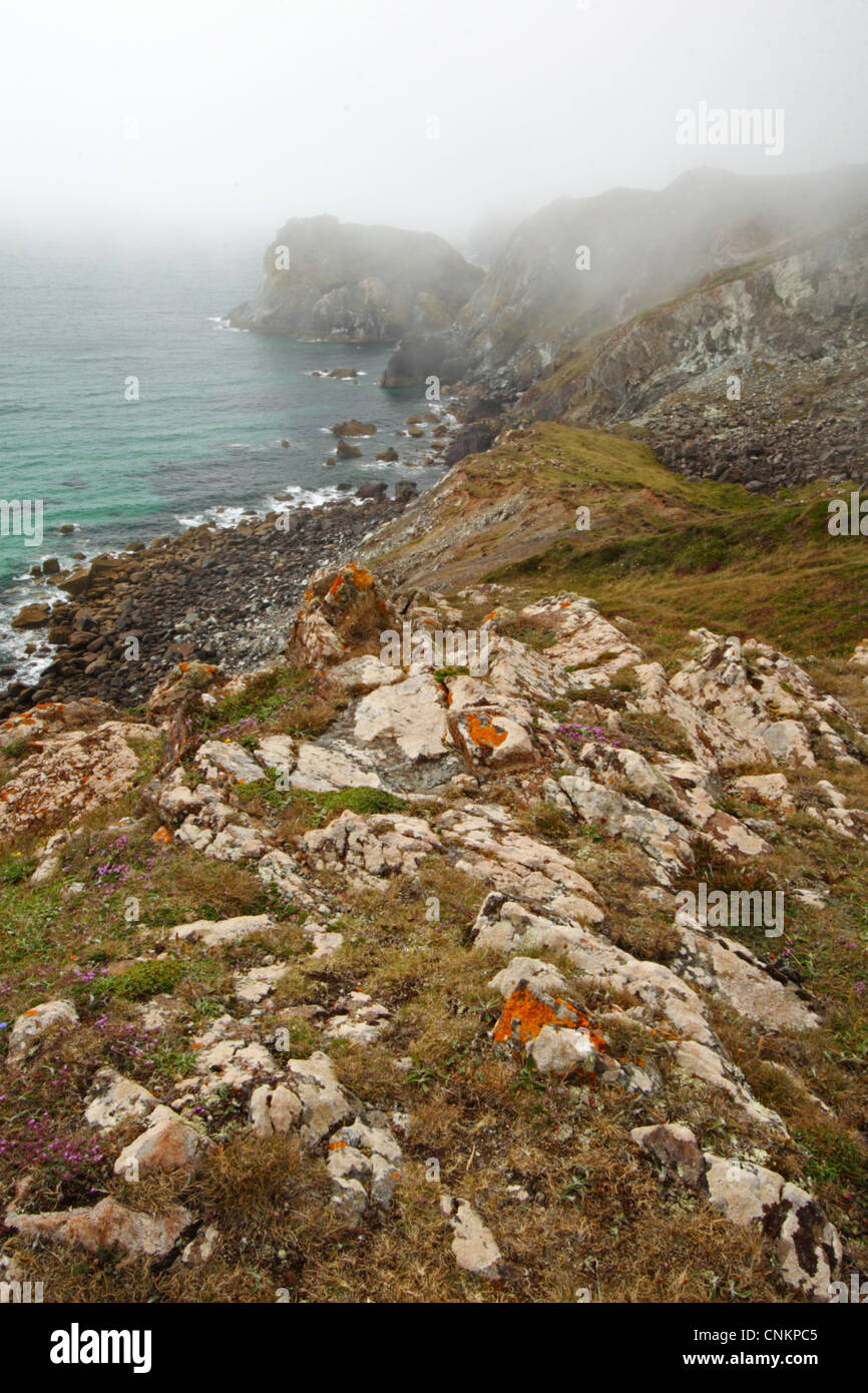 Cliffs above Pentreath Beach, Lizard Point, Cornwall, United Kingdom ...