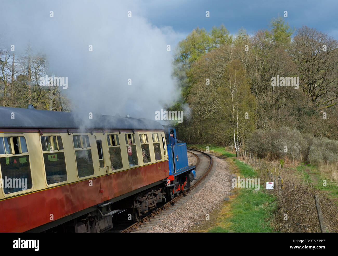 Steam train on Lakeside and Haverthwaite Railway, Lake District ...