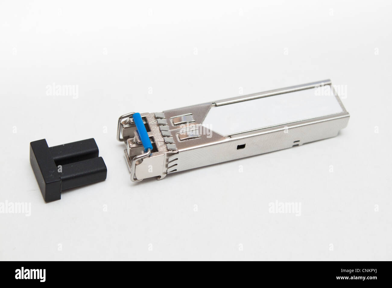 Optical gigabit sfp module for network switch on the whie background ...