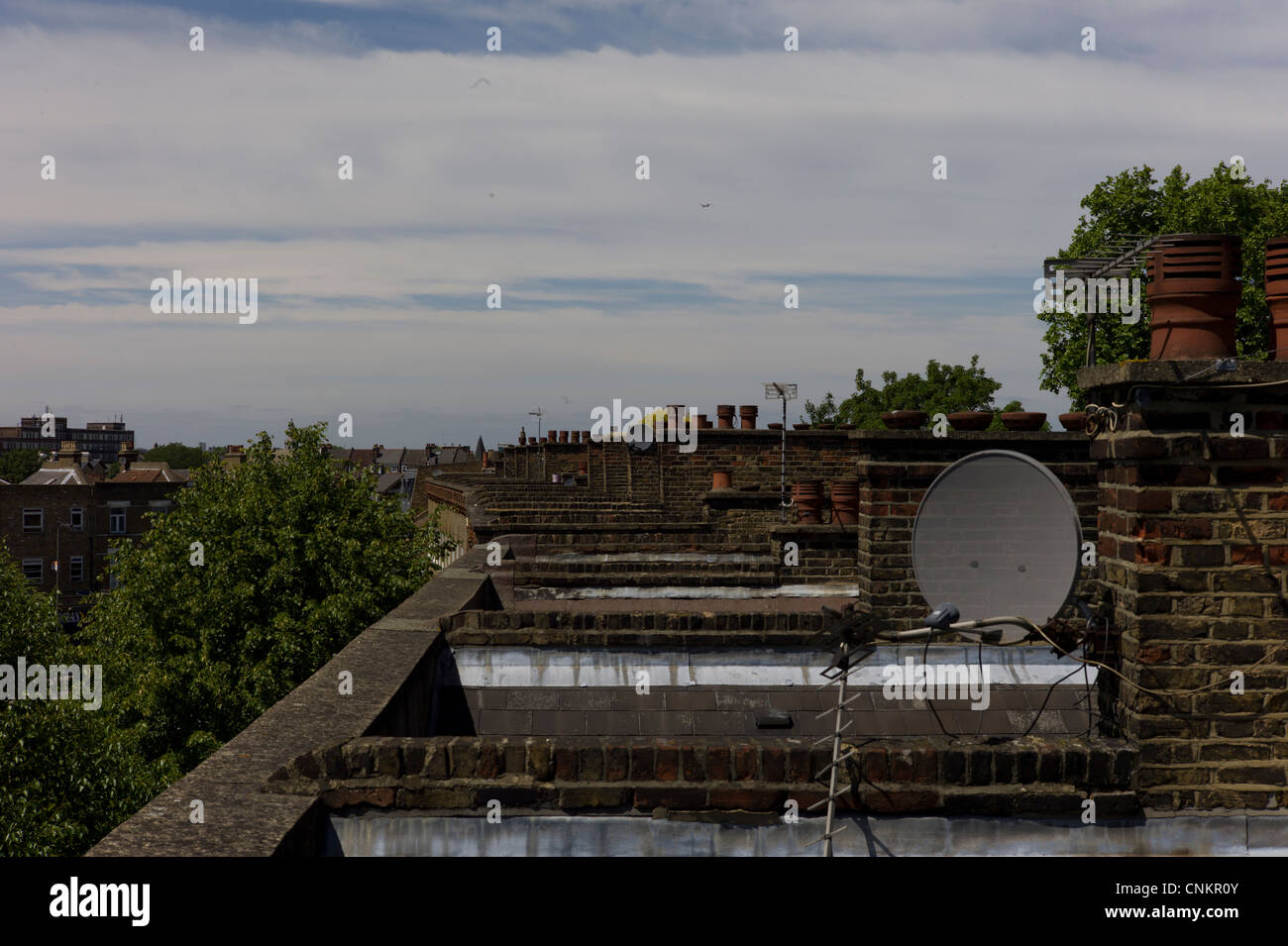View across the rooftop of a terrace in South London Stock Photo - Alamy