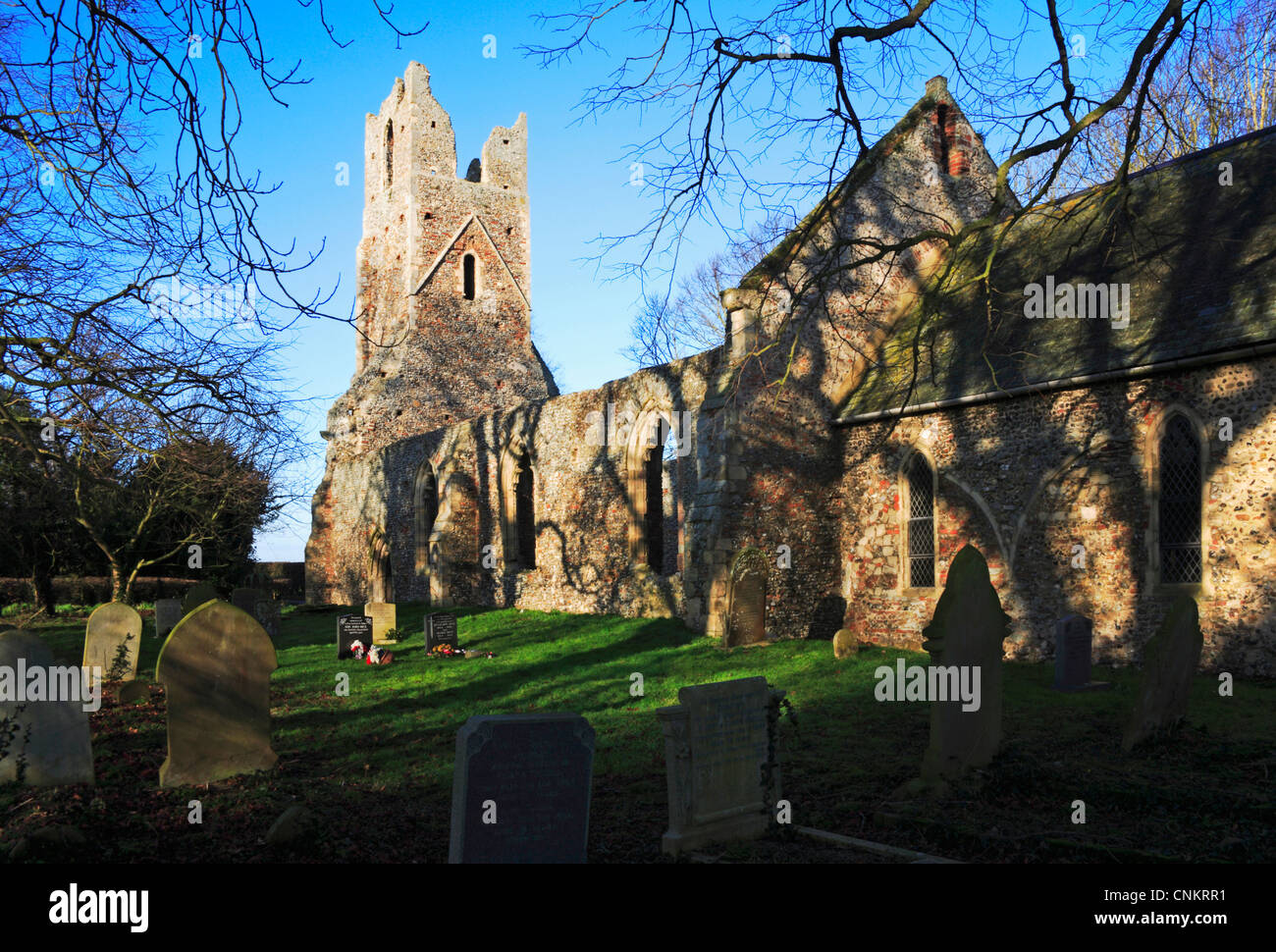 The ruined tower and nave of the Church of SS Peter and Paul at ...