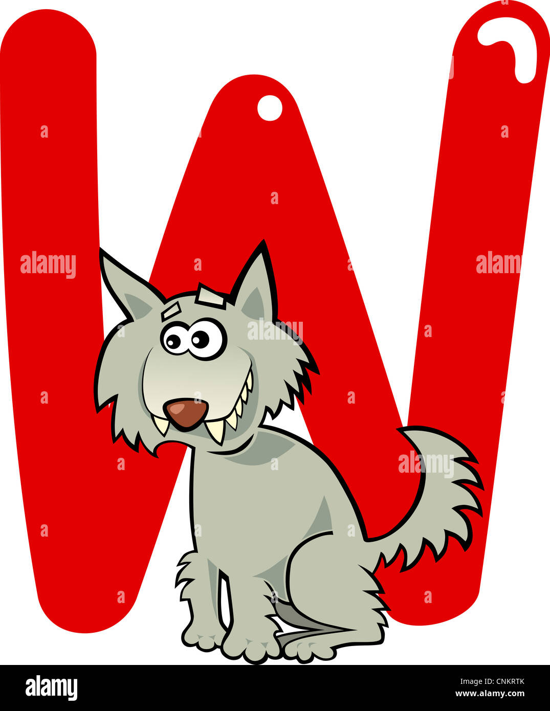 cartoon illustration of W letter for wolf Stock Photo - Alamy
