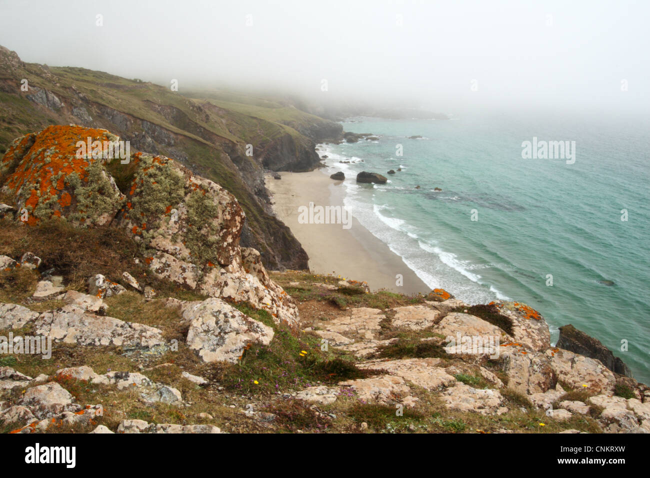 Pentreath Beach with Lizard Point in the background Stock Photo - Alamy