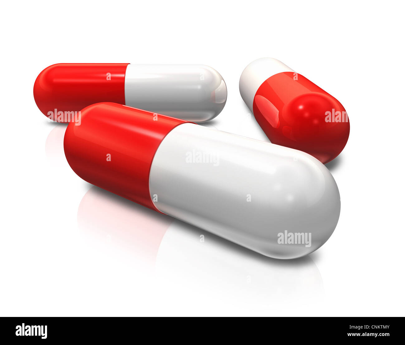 three 3D capsule pills isolated on white Stock Photo - Alamy