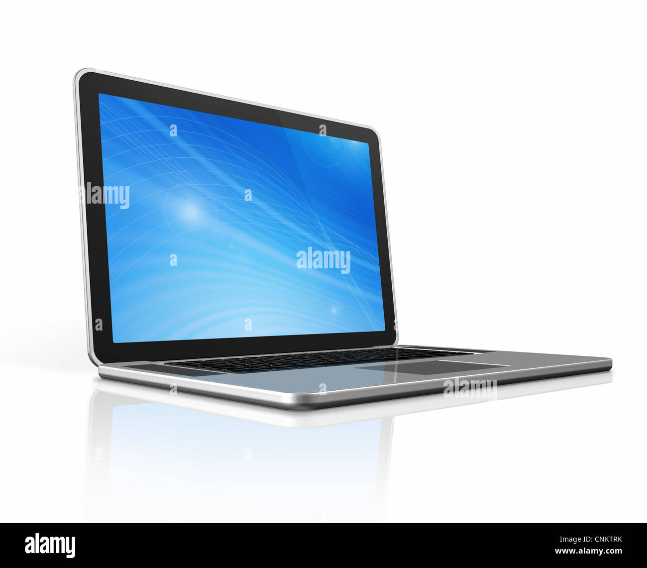 3D laptop computer isolated on white with 2 clipping path : one for ...