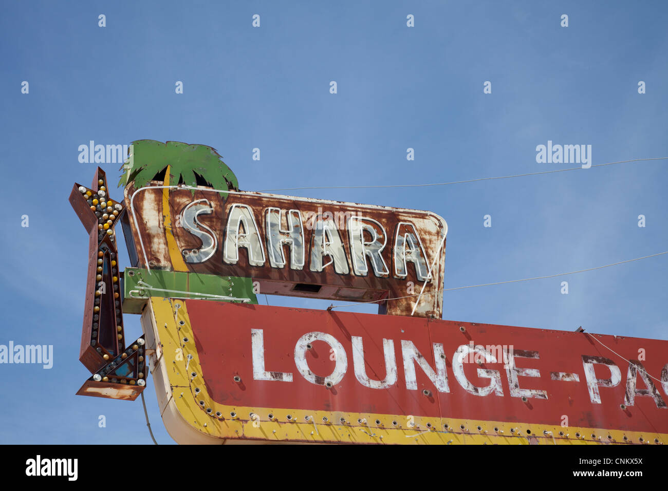 Sign for the old Sahara Lounge on Route 66, Santa Rosa, New Mexico ...
