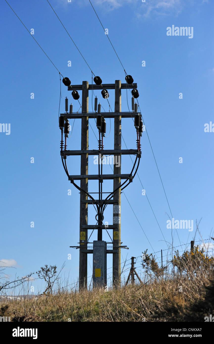 33kV. electrical power lines and cable junction. Roan Edge Quarry, New ...
