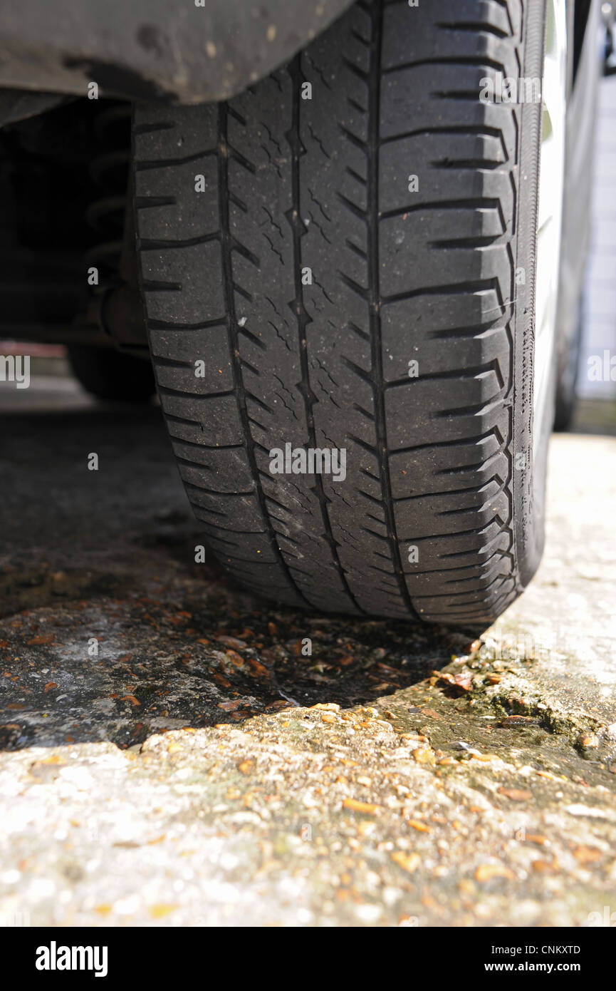 A parked car close up of a tyre Stock Photo - Alamy