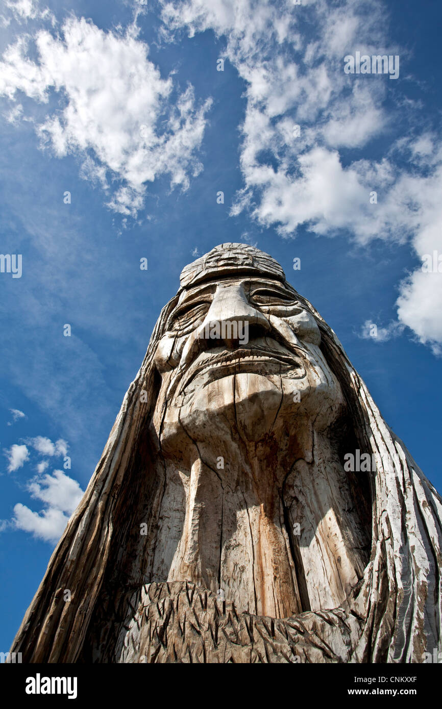 Wood sculpture. Valdez. Alaska. USA Title: Trail of the Whispering ...