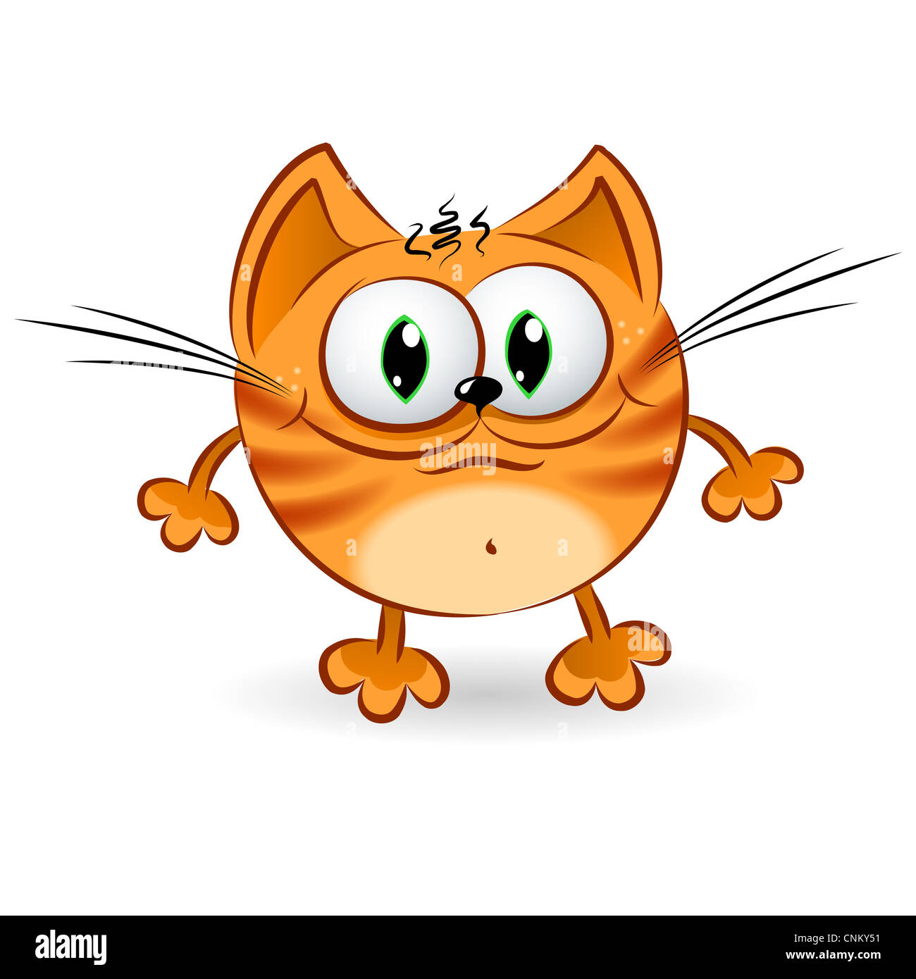 Happy cartoon ginger cat. Illustration on white background for design ...