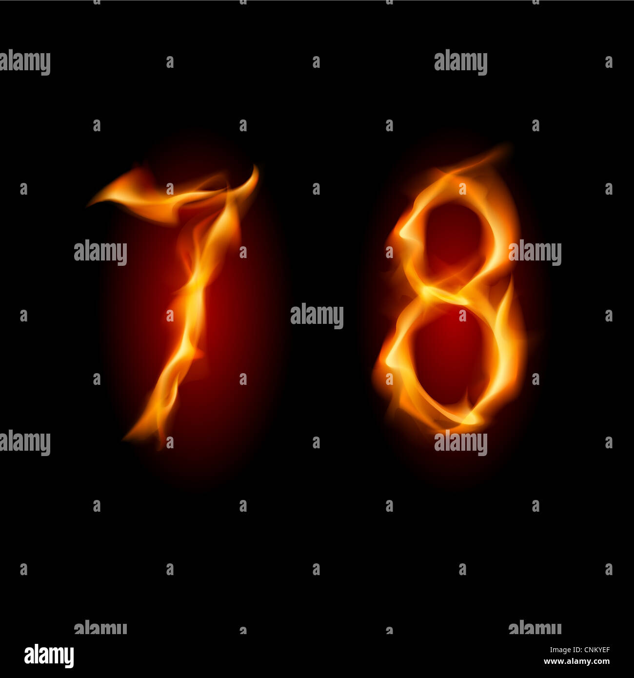 Two alphabet symbol of fire - numbers seven and eight. Illustration on ...