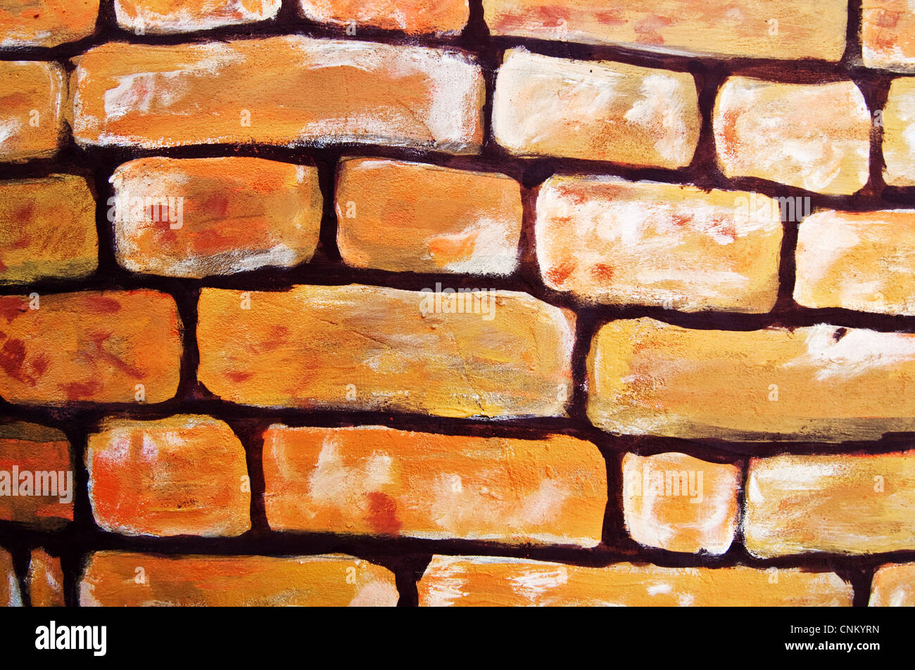 Bricks texture painted on a wall with warm colors. This image can be ...
