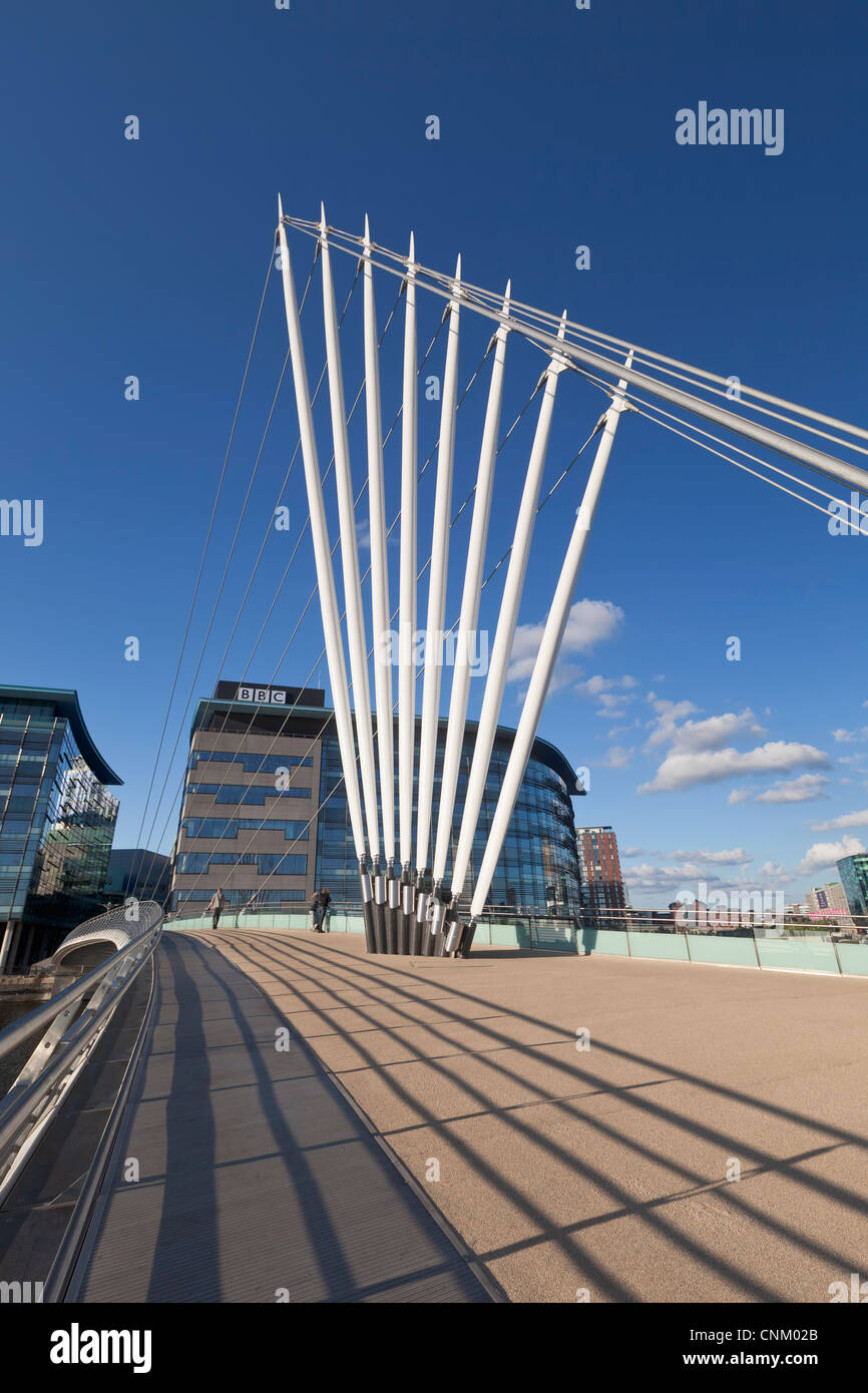 Pedestrian suspension bridge connecting Trafford Promenade with ...