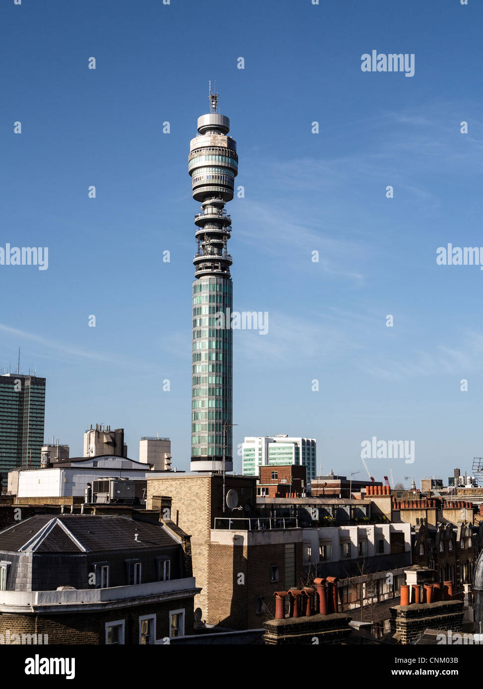 Telecom Tower London England UK across rooftops Stock Photo - Alamy