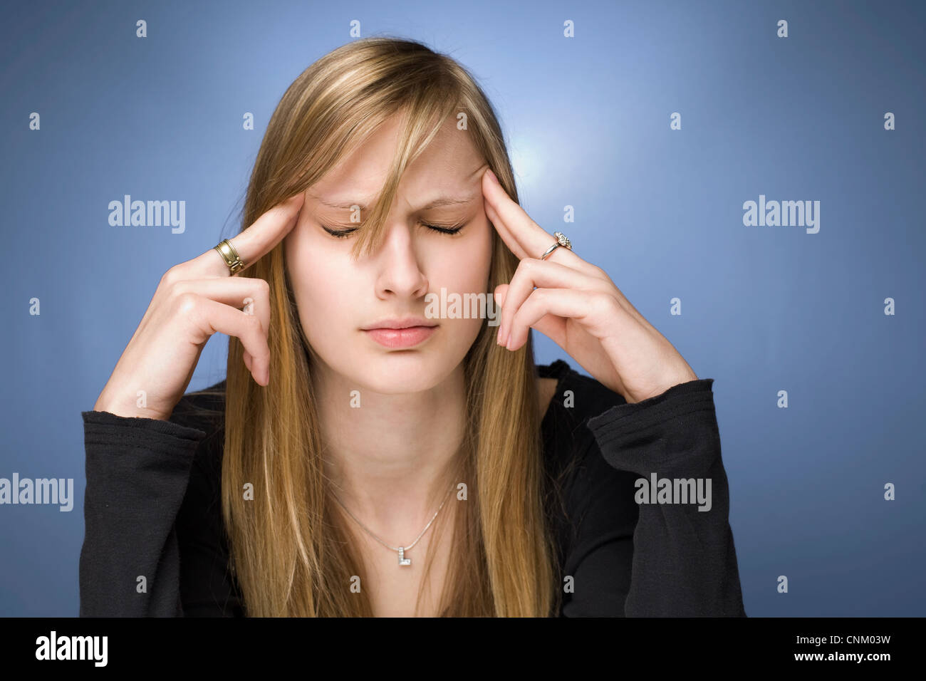 I am wasted, portrait of a tired looking young blond woman Stock Photo ...