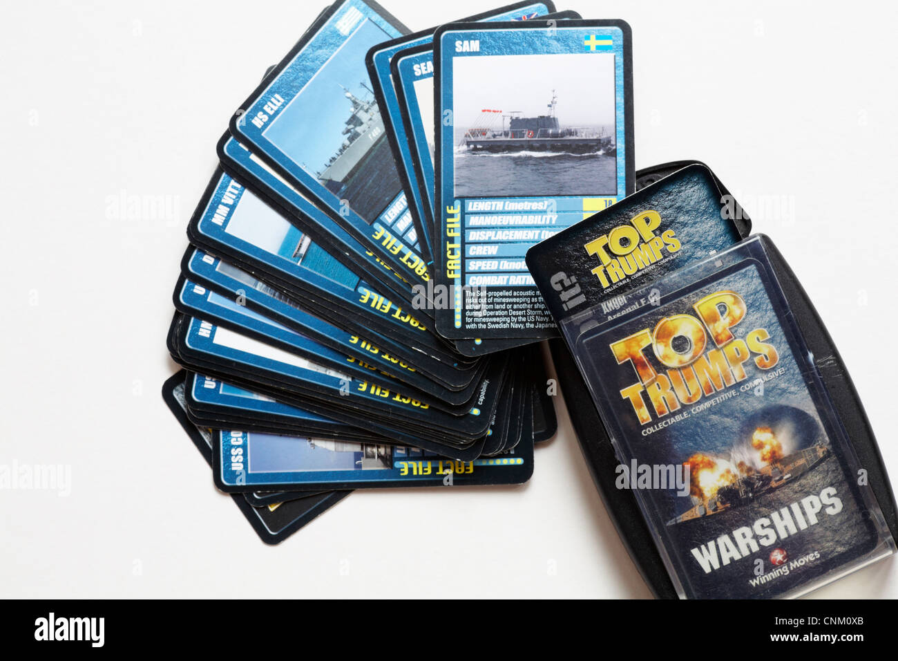 Top Trumps - Warships cards set on white background Stock Photo - Alamy