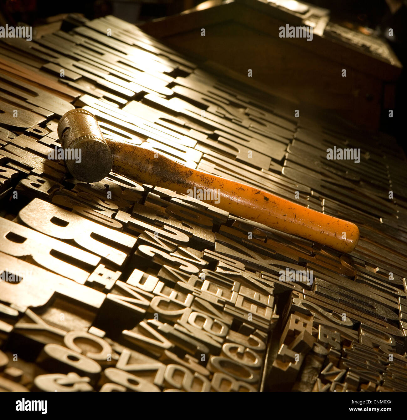 Wooden type for printing on old presses, mallet, gavel, hammer, set ...