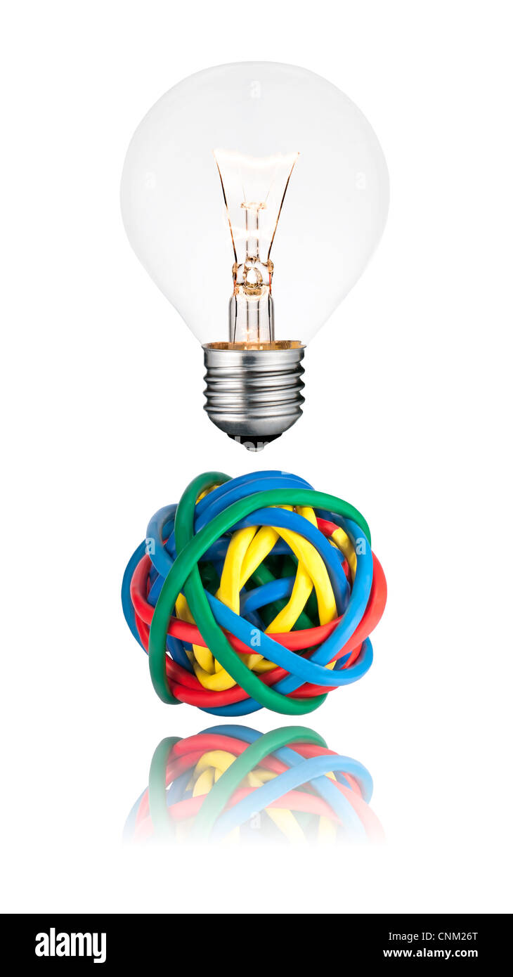 Problem Solution - Lightbulb with Ball of colored cables with ...