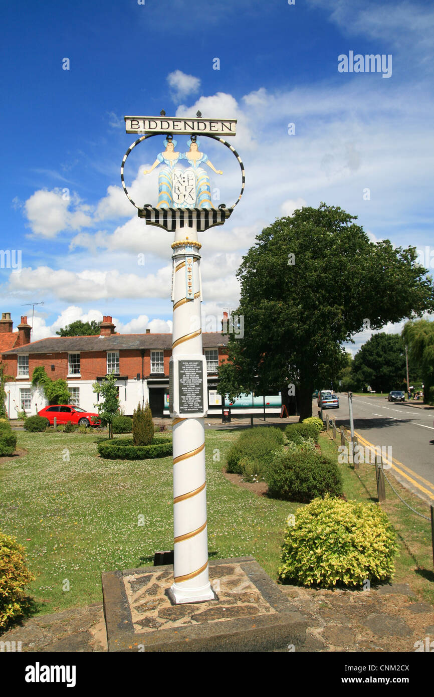 Maids of Biddenden village sign detail Biddenden Kent England ;UK Stock ...