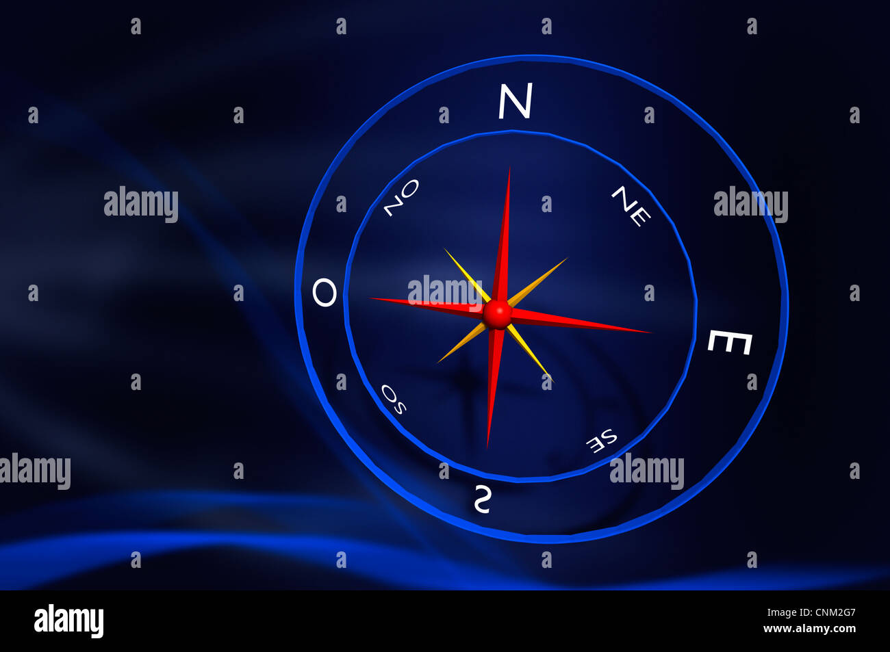 Wind rose in digital 3d computer design. Illustration of an abstract ...