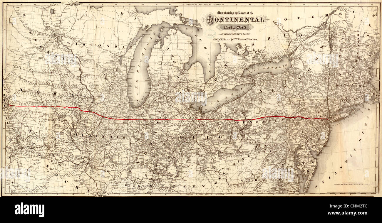 Transcontinental railroad map hi-res stock photography and images - Alamy
