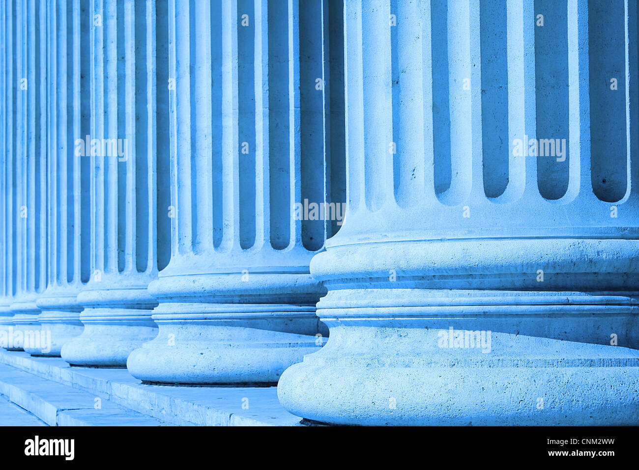neoclassical columns of Museum of Fine Arts, Budapest, in business blue ...