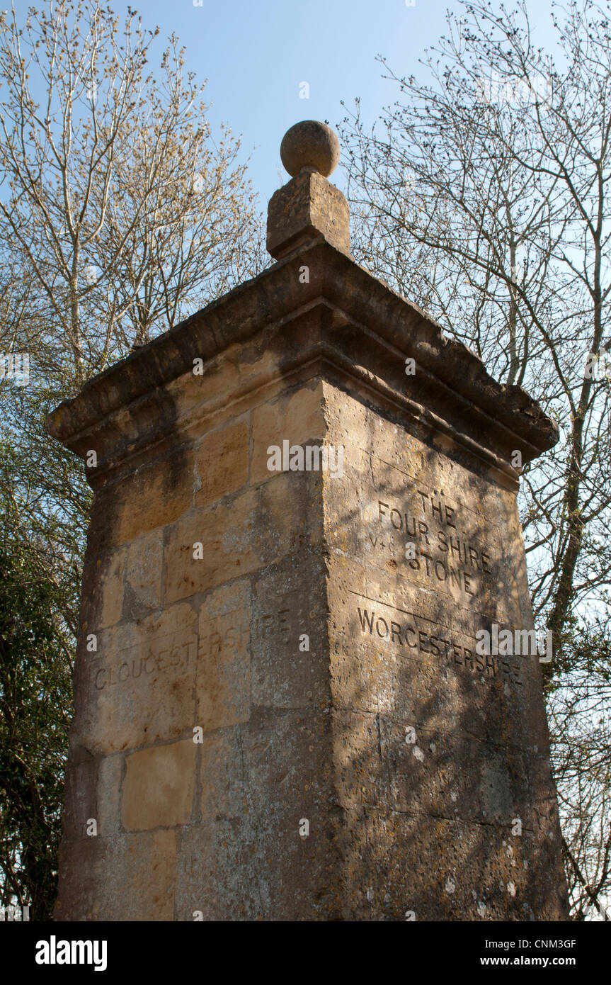 The Four Shire Stone near Moreton in Marsh, Gloucestershire, UK Stock ...