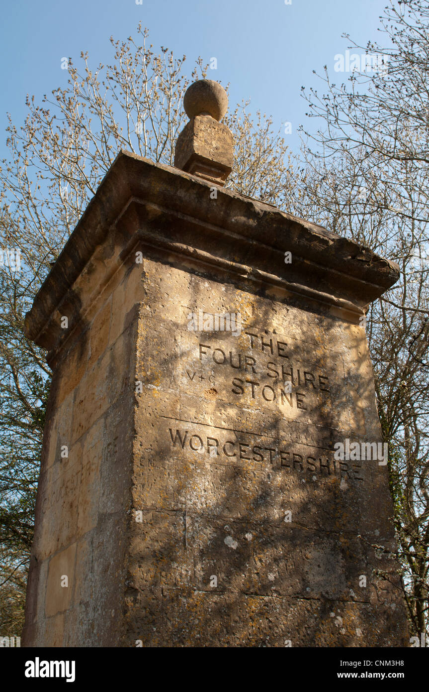 The Four Shire Stone near Moreton in Marsh, Gloucestershire, UK Stock ...