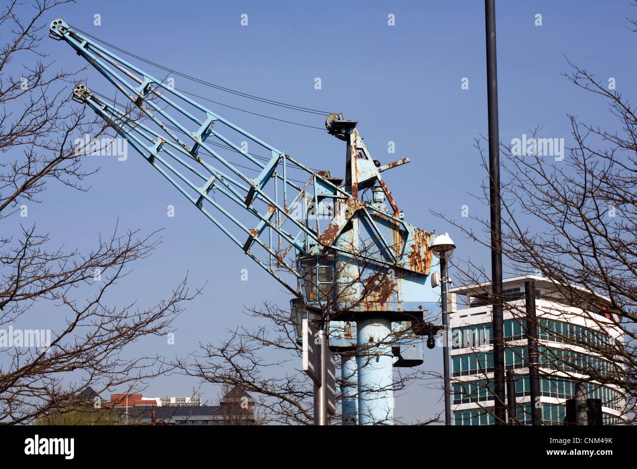 Dockside cranes Ontario Basin Salford Quays Salford Greater Manchester ...