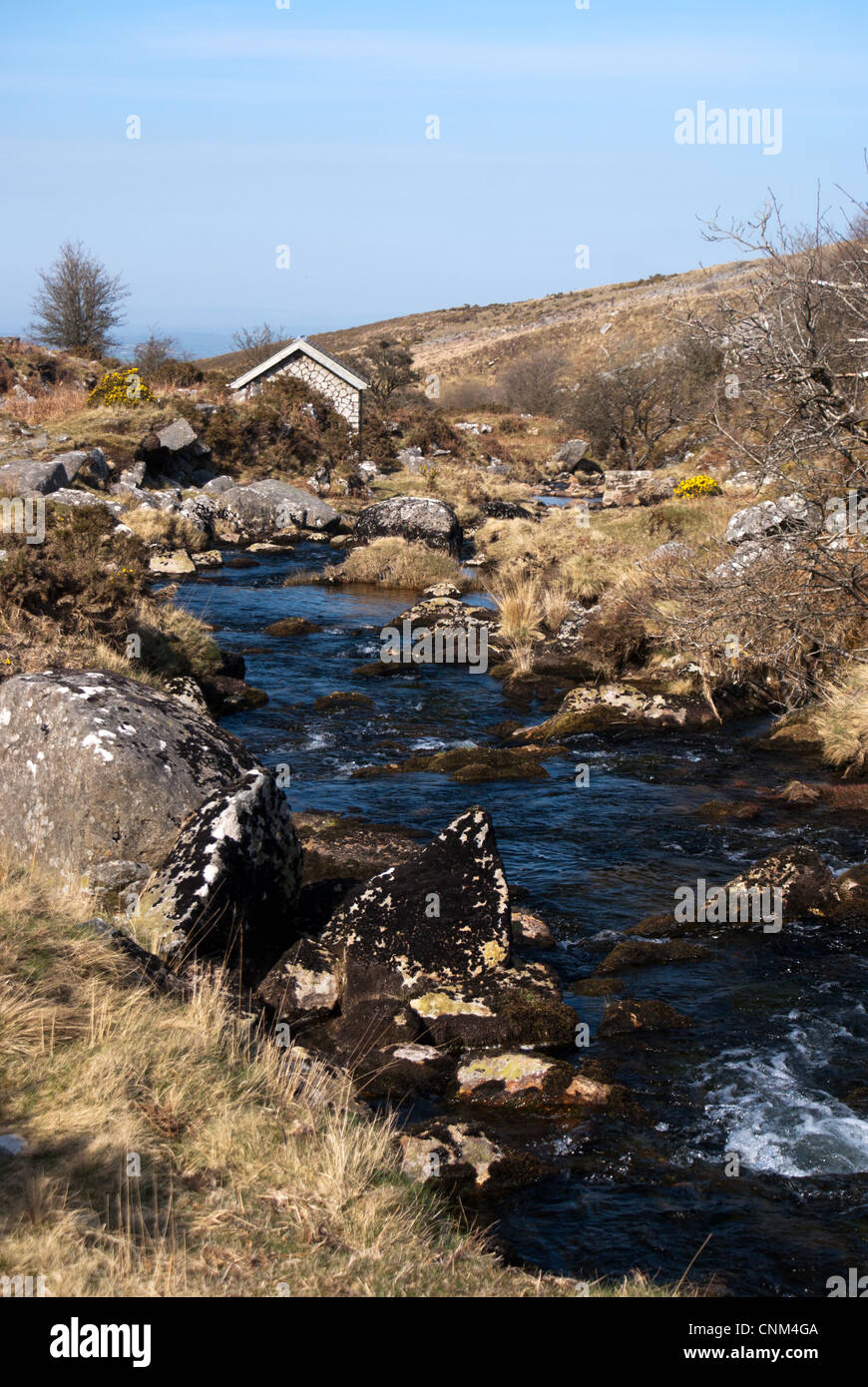 River Taw at Belstone Waterworks Dartmoor Devon Stock Photo - Alamy