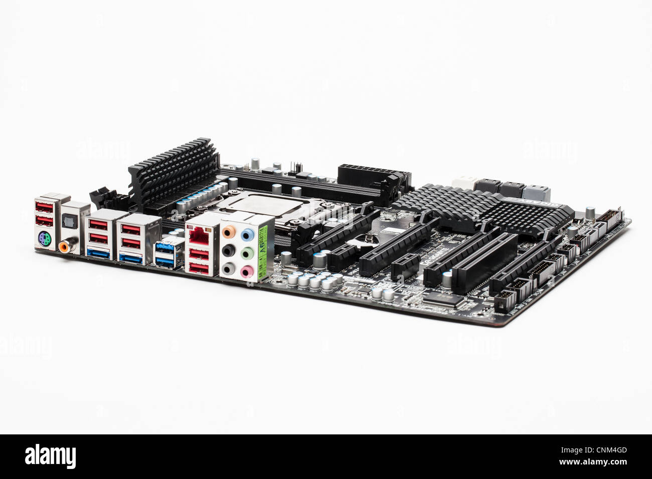 Desktop computer motherboard isolated on white background Stock Photo ...