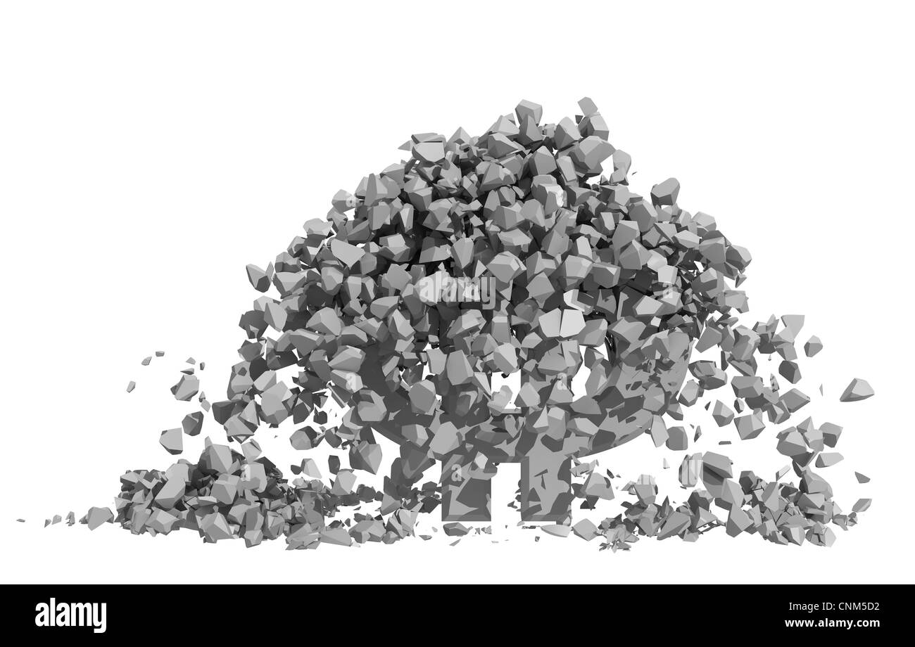 Rendered image of a crumbled dollar sign isolated on white Stock Photo ...