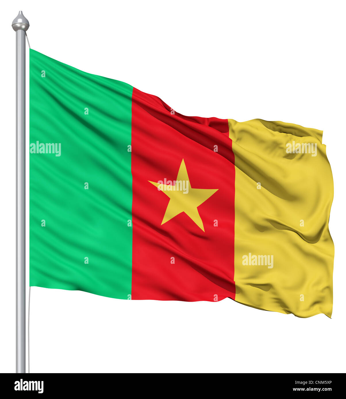 Cameroon national flag blowing in hi-res stock photography and images ...