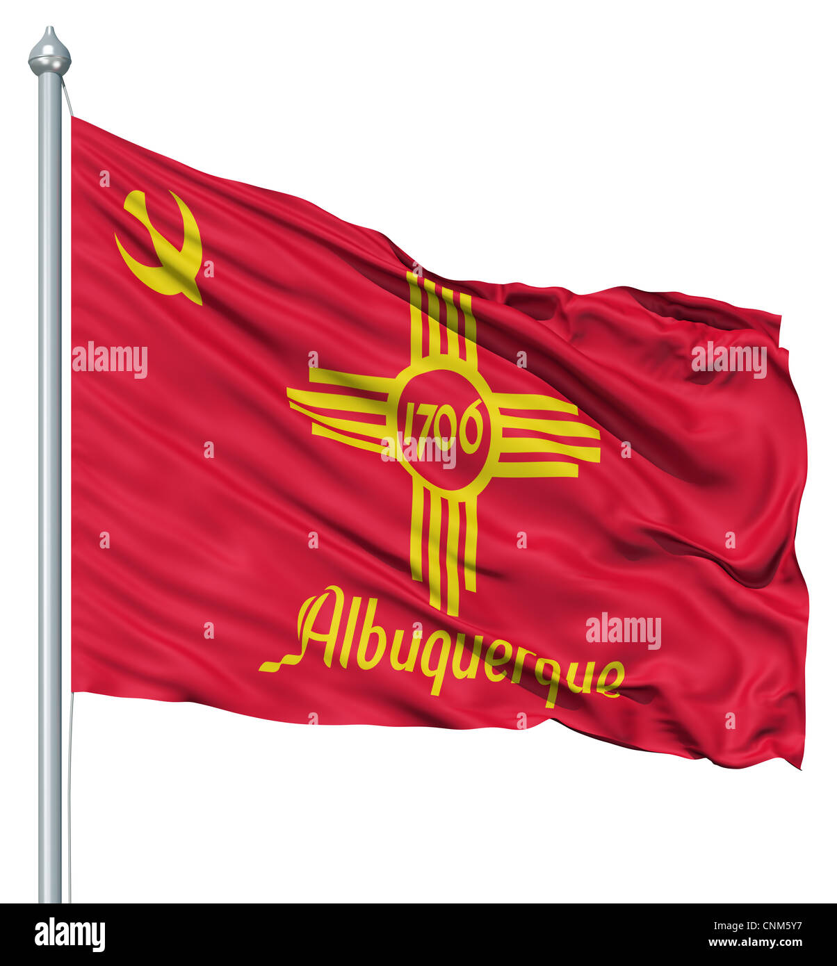 United States of America Albuquerque city flag fluttering in the wind ...