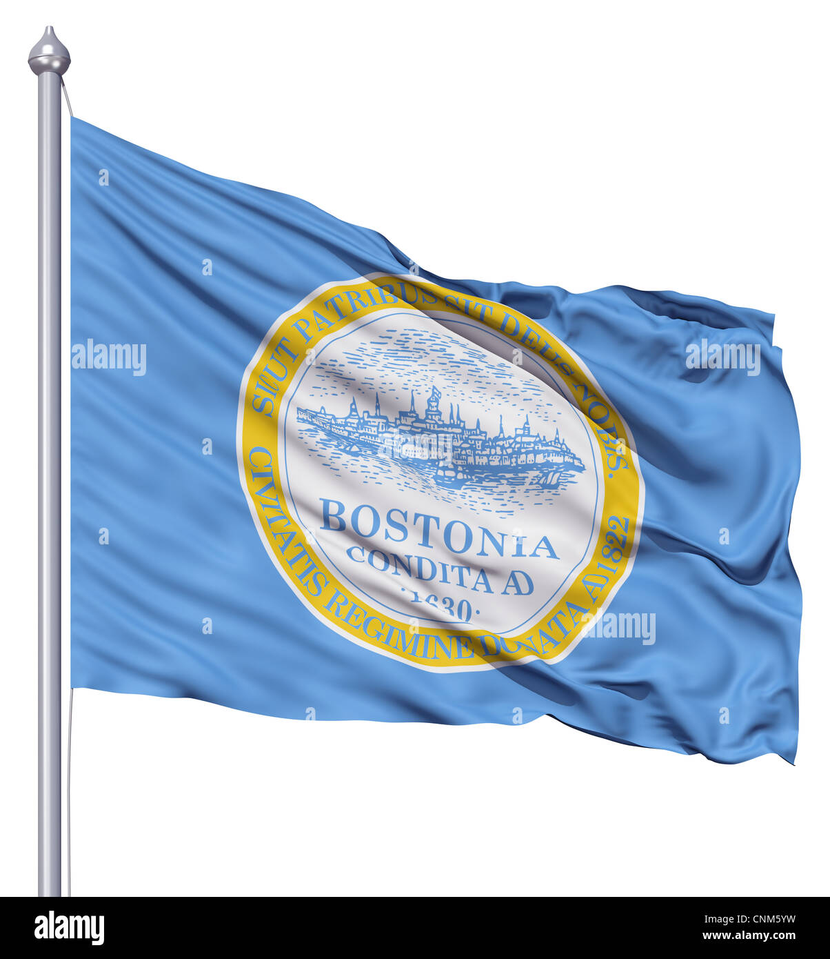 United States of America Boston city flag fluttering in the wind Stock ...