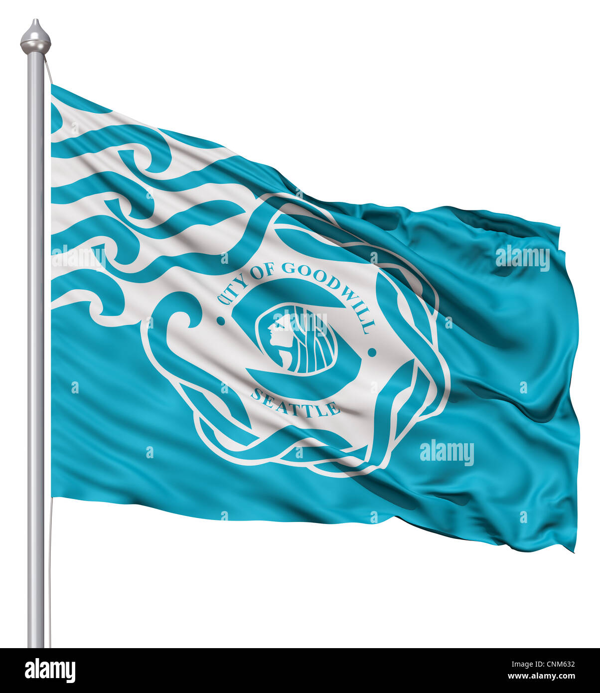 United States of America Seattle city flag fluttering in the wind Stock ...